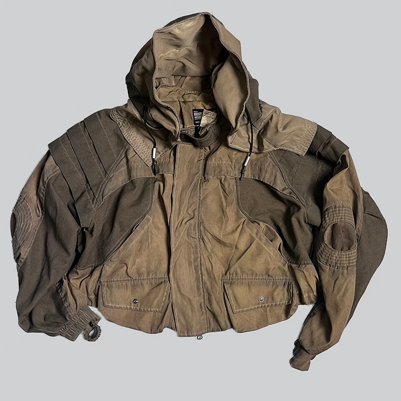 Waste Soil Functional Style Hooded Folded Bat Sleeve Jacket Men – Saxon ...